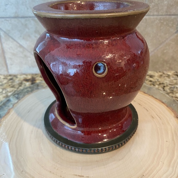 Accents | Partylite Stoneware Burgundy Red Wax Oil Candle Burner | Poshmark